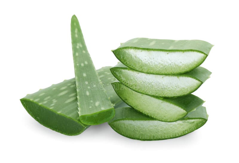 Green Aloe Vera Slices Isolated on White Stock Photo - Image of beauty ...