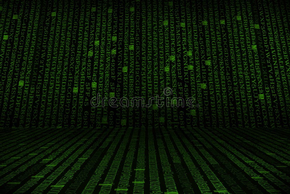 The Green Alphanumeric Code Background. Stock Illustration ...