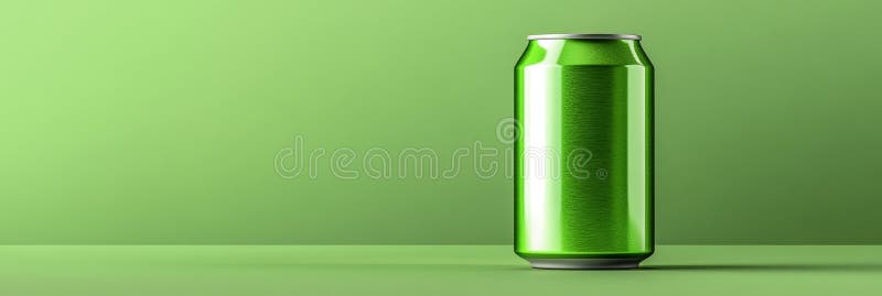 Green Aluminum Can Mockup on Green Background, Packaging Design for ...