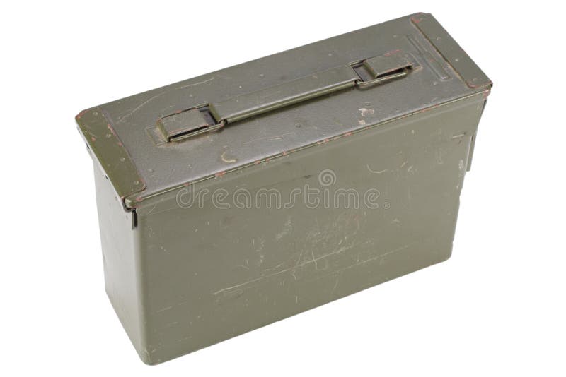 Green Ammo Box with Ammunition Belt and Bayonet Stock Image - Image of ...