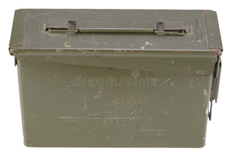 Green Ammo Box with Ammunition Belt and Helmet Stock Image - Image of ...
