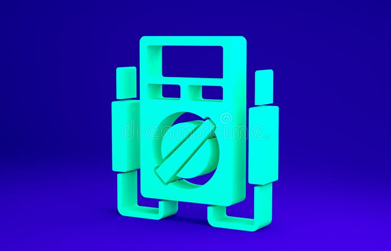 Green Ampere Meter, Multimeter, Voltmeter Icon Isolated on Blue ...