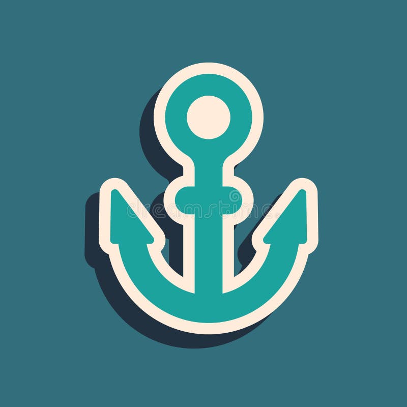 Green Anchor Icon Isolated on Green Background. Long Shadow Style Stock ...