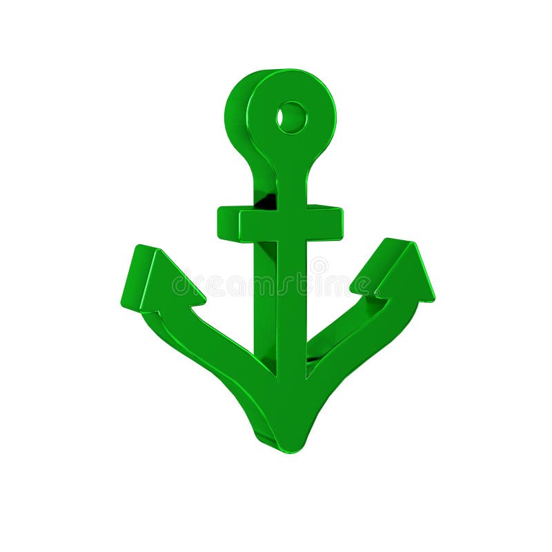 Green Anchor Rendered on White Stock Illustration - Illustration of ...