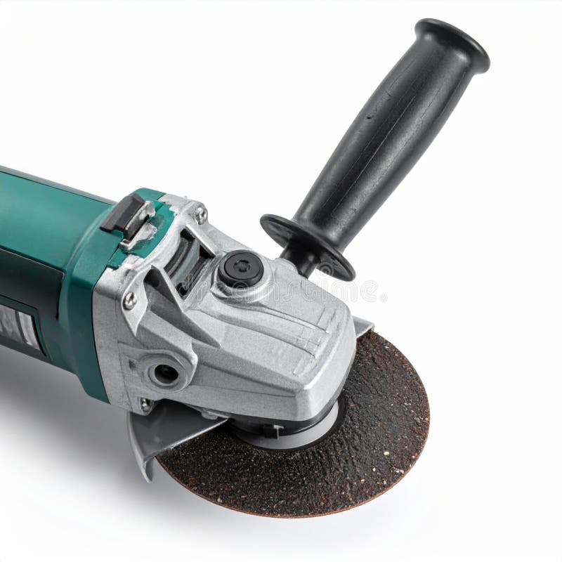 Green Angle Grinder Power Tool Equipment on a White Background Stock ...
