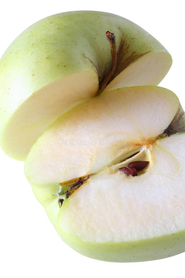 Greenish Apple Split in Half. Stock Photo - Image of apple, crumble ...