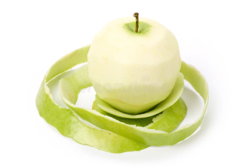 Peeling green apple stock image. Image of swirl, peeled - 24034077