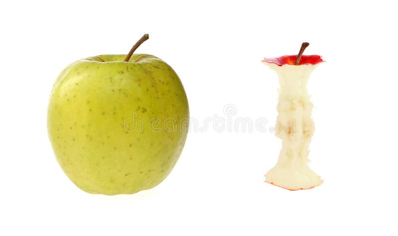 Green Apple and Apple Core. Stock Photo - Image of apples, diet: 8272324
