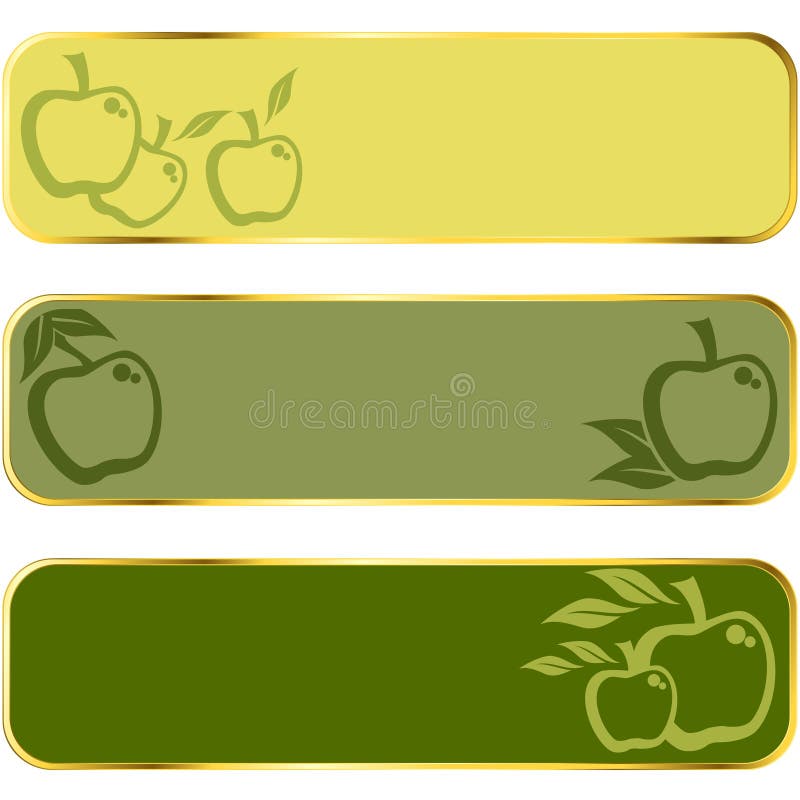 Green Apple Banners with Gold Rim Stock Vector - Illustration of ...