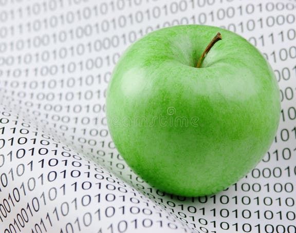 Green Apple and Binary Code Stock Image - Image of business, poser ...