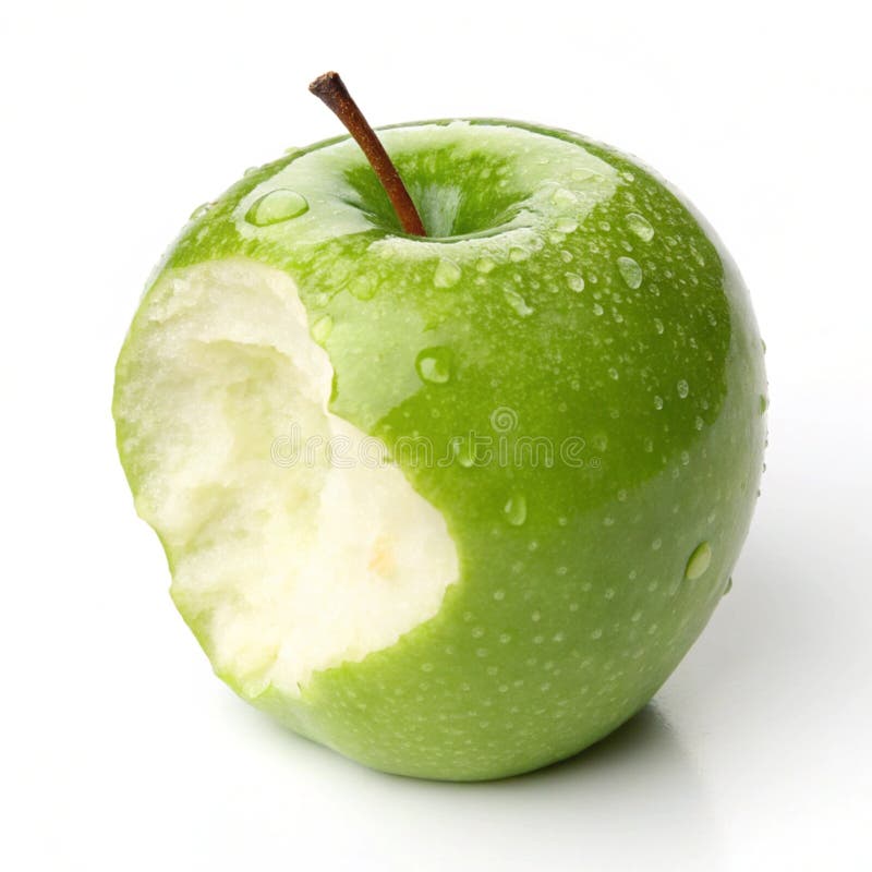 Green apple with bite stock illustration. Illustration of farming ...
