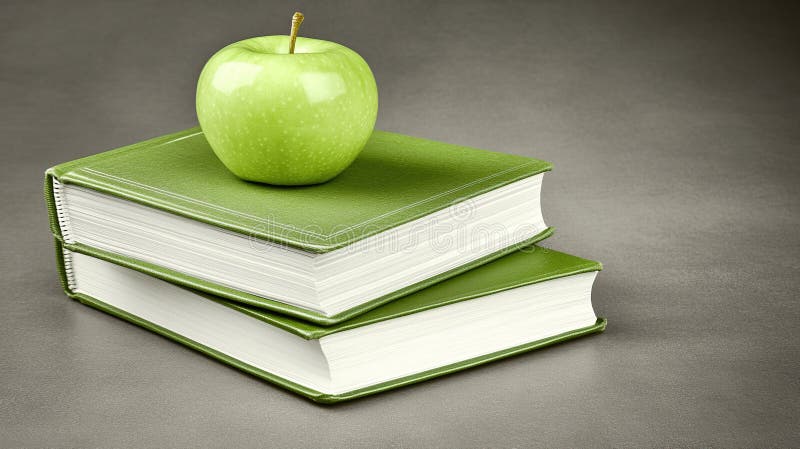 Green Apple on Books, Studio Shot, Education Concept Stock Photo ...