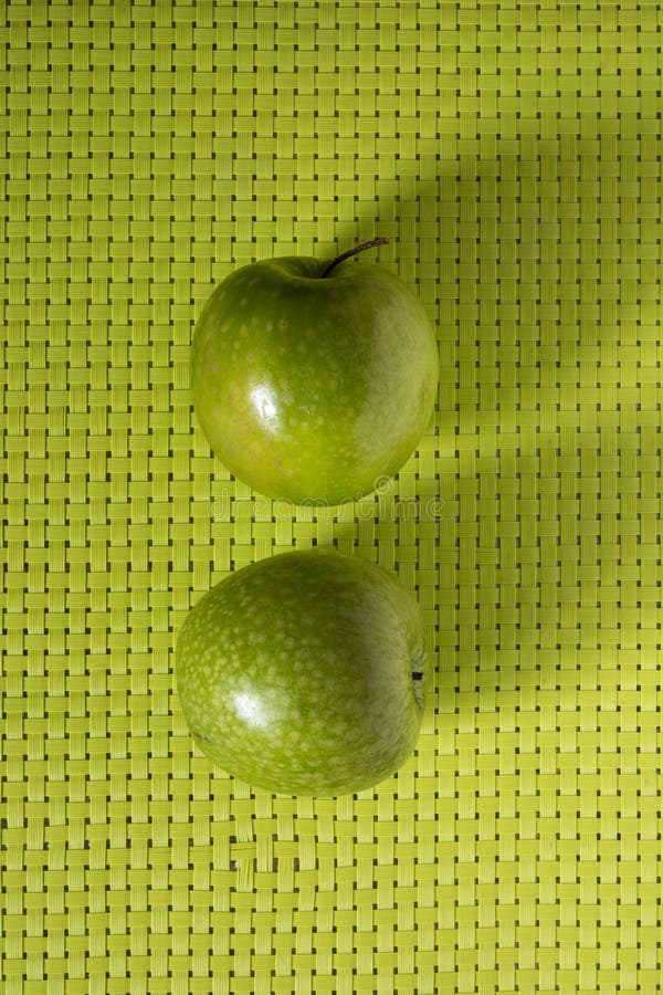Green Apple on Checkered Texture Stock Image - Image of delicious ...