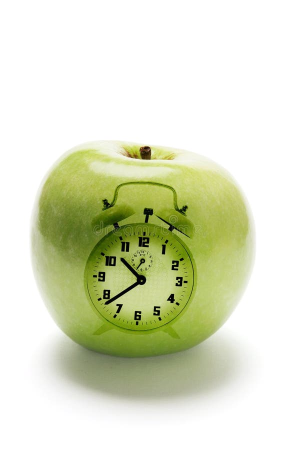 Green Apple and Clock stock image. Image of apple, smith - 13515769