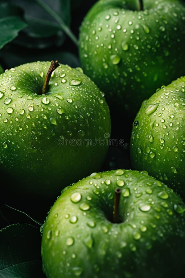 Green Apple Close-up. Selective Focus Stock Photo - Image of food ...