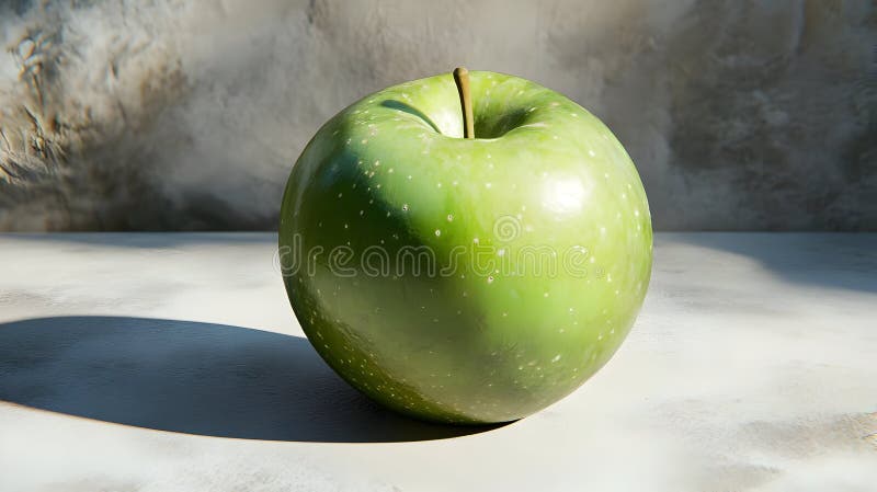 Green Apple 3D Render, Shiny Fruit Still Life Stock Illustration ...