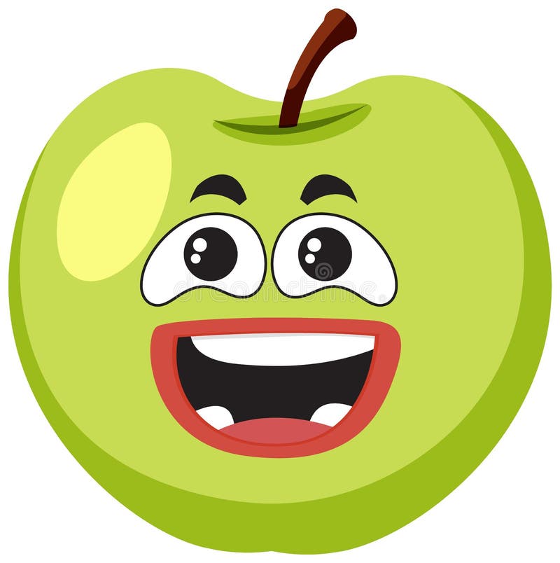 Green Apple with Facial Expression Stock Vector - Illustration of ...