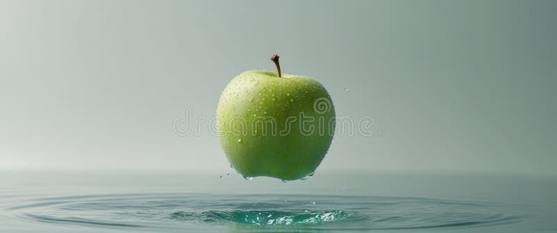 A Green Apple is Falling into a Pool of Water Stock Photo - Image of ...