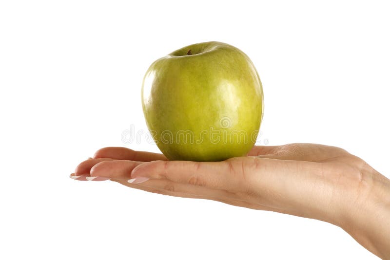 Gold hand giving apple stock photo. Image of isolated - 4591294