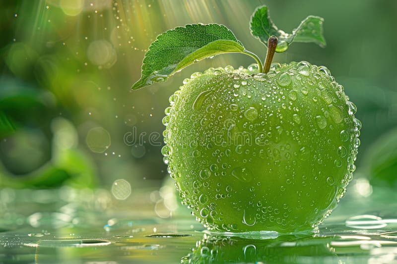 Green Apple Filled with Bubbles. Generative AI. Stock Illustration ...