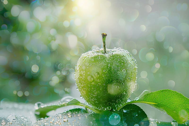 Green Apple Filled with Bubbles. Generative AI. Stock Illustration ...