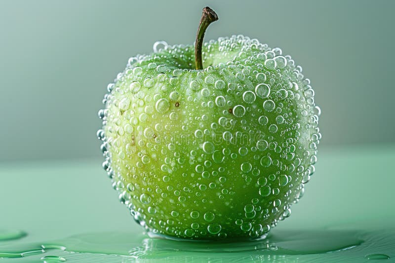 Green Apple Filled with Bubbles. Generative AI. Stock Illustration ...