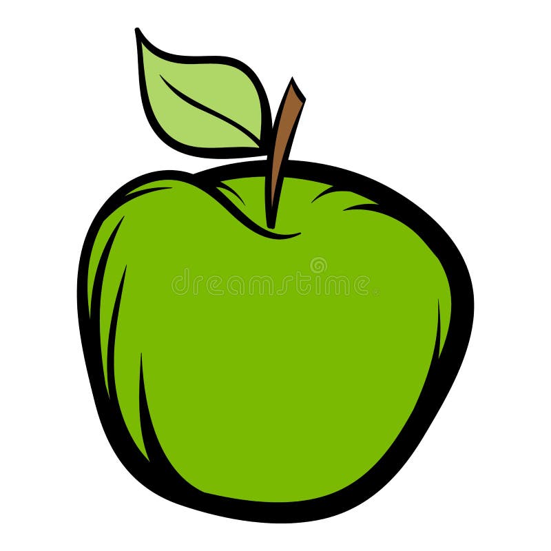 Green apple icon cartoon stock illustration. Illustration of design ...