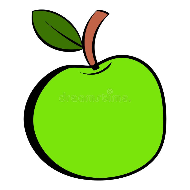 Green apple icon cartoon stock vector. Illustration of isolated - 88210011