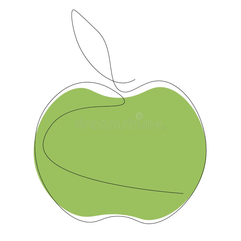 Green Apple Icon, Fruit Line Drawing Vector Stock Vector - Illustration ...