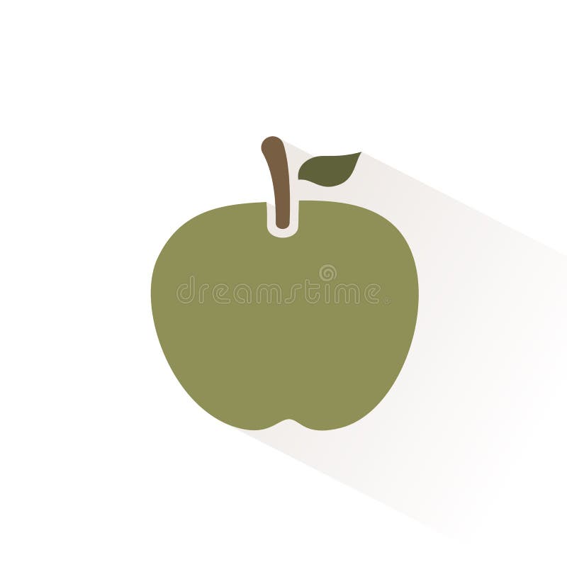 Green Apple Icon with Shadow. Flat Vector Illustration Stock Vector ...