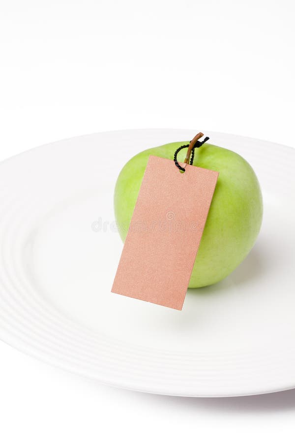 Green apple with label stock image. Image of agriculture - 12515409