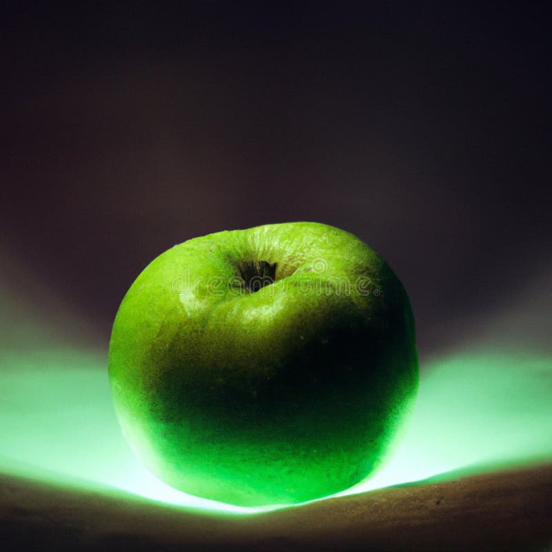 The Green Apple with Light Glow Stock Image - Image of glow, flower ...