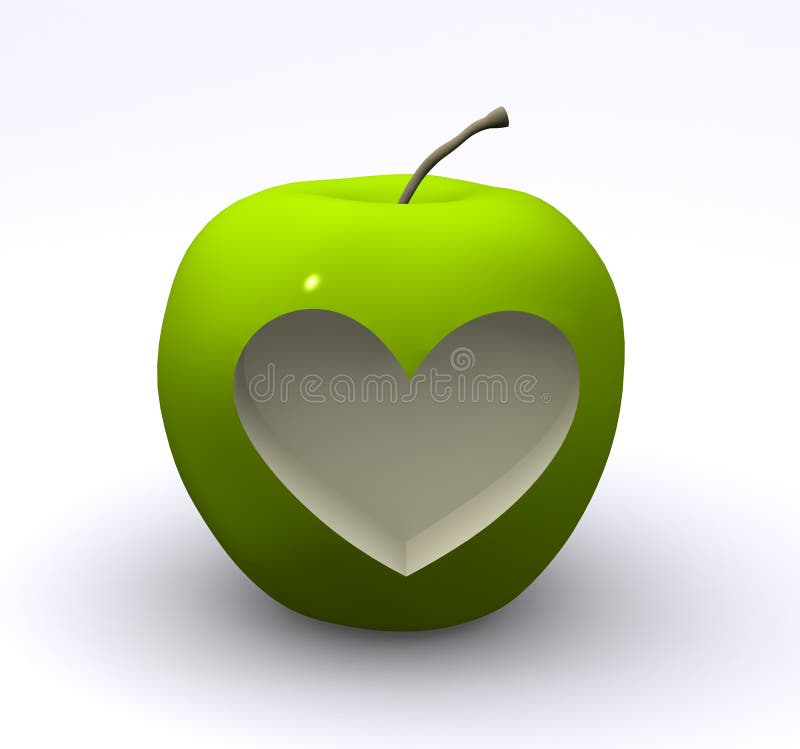 Green apple with love stock illustration. Illustration of gift - 7772390
