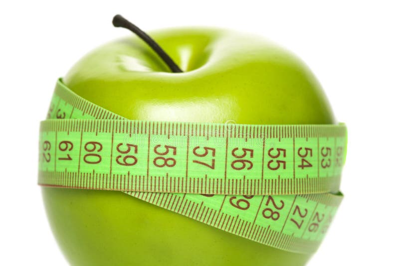 Apple and Tape Measure on a Scale Stock Photo - Image of vitamin, weigh ...