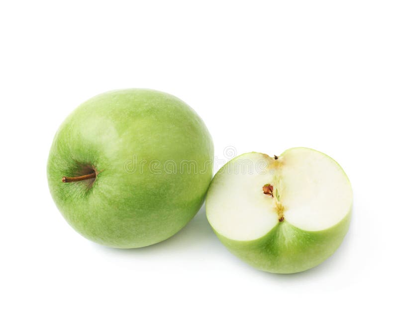 Green Apple Next To a Slice Isolated Stock Image - Image of green ...