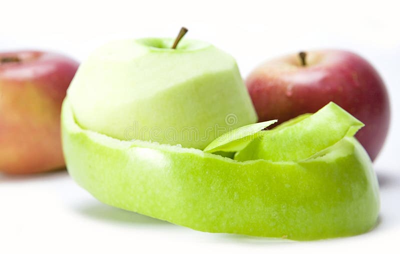 A green apple peeled stock photo. Image of green, fruit - 34870230