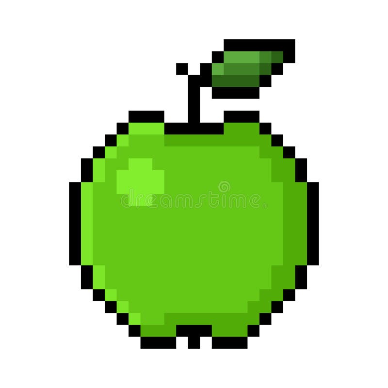 Green Apple Pixel Art on White Background Stock Illustration ...