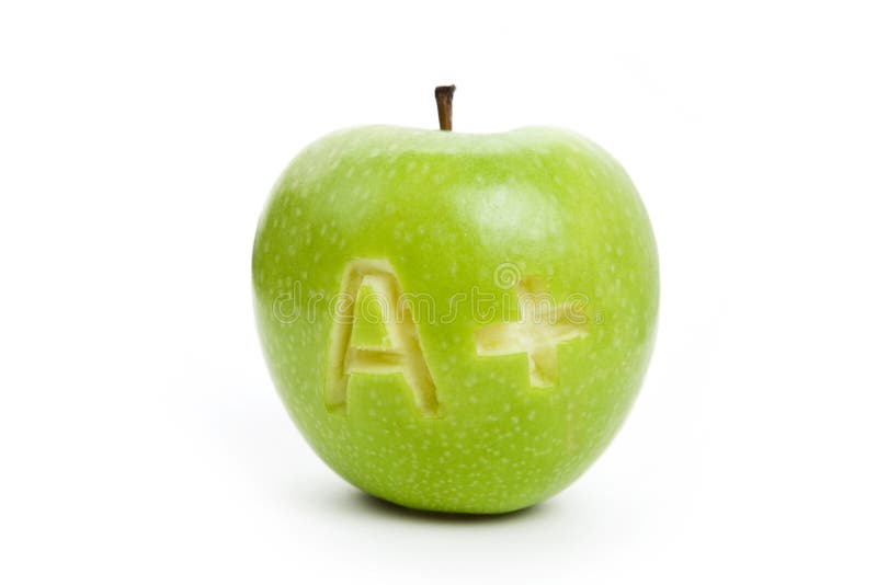 Green Apple and a Plus Sign Stock Image - Image of school, close: 129315143