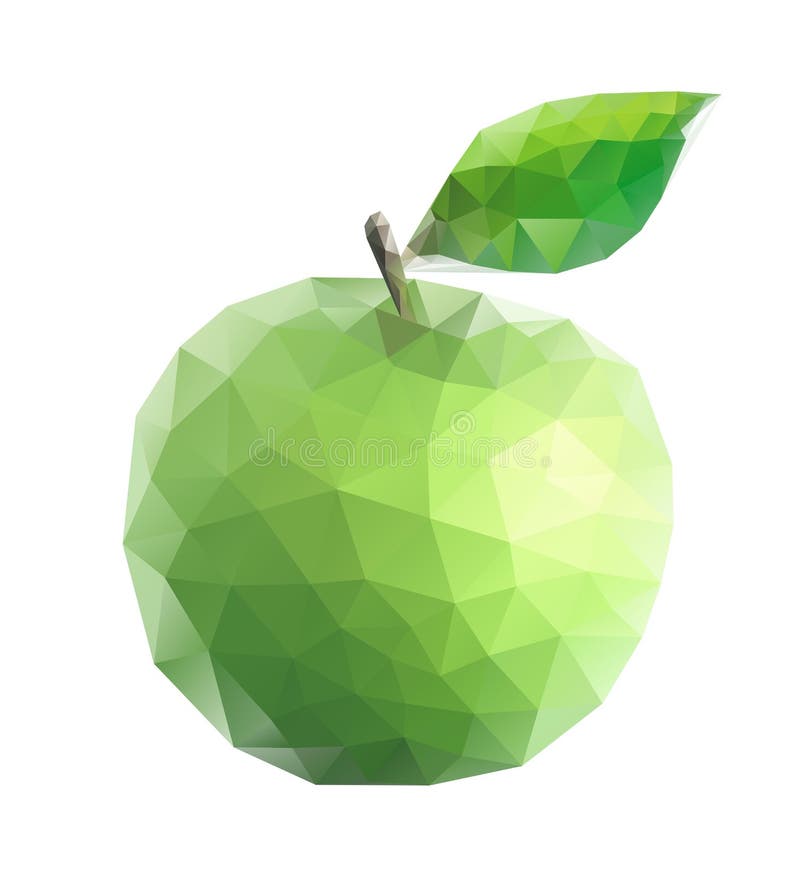 Green Apple Polygonal Low Poly Vector Illustration on White Background ...