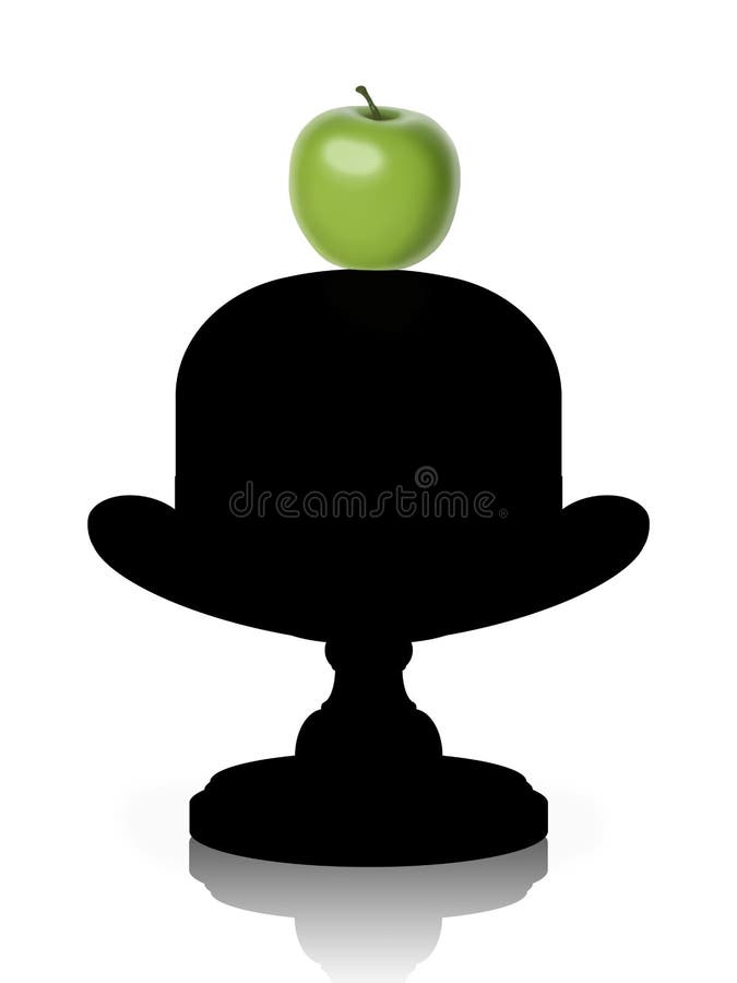 Green Apple on a Old Fashioned Hat Stock Illustration - Illustration of ...