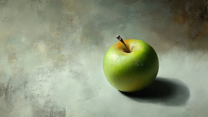 Green Apple on Rustic Textured Surface with Dramatic Shadows Stock ...