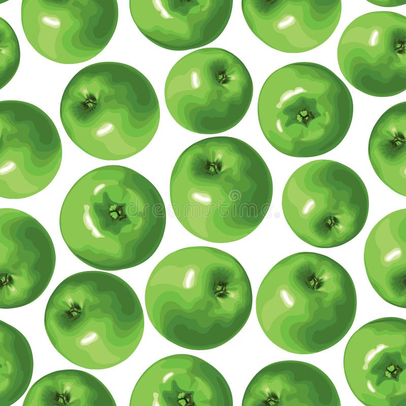 Green Apple Seamless Pattern Stock Vector Illustration Of Seamless