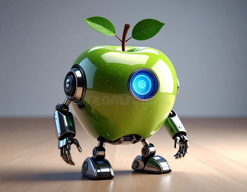 Green Apple Shape Futuristic Robot Design Stock Illustration ...