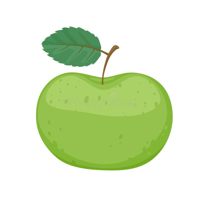 Green Apple Simple Cartoon Style Vector Stock Vector - Illustration of ...