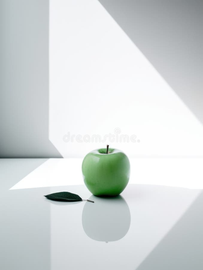 A Green Apple Sitting on Top of a White Table. AI Generative Image ...