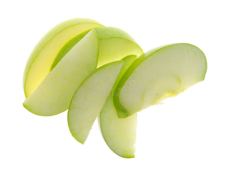 Green Apple Slices on White Background Top View Stock Photo - Image of ...