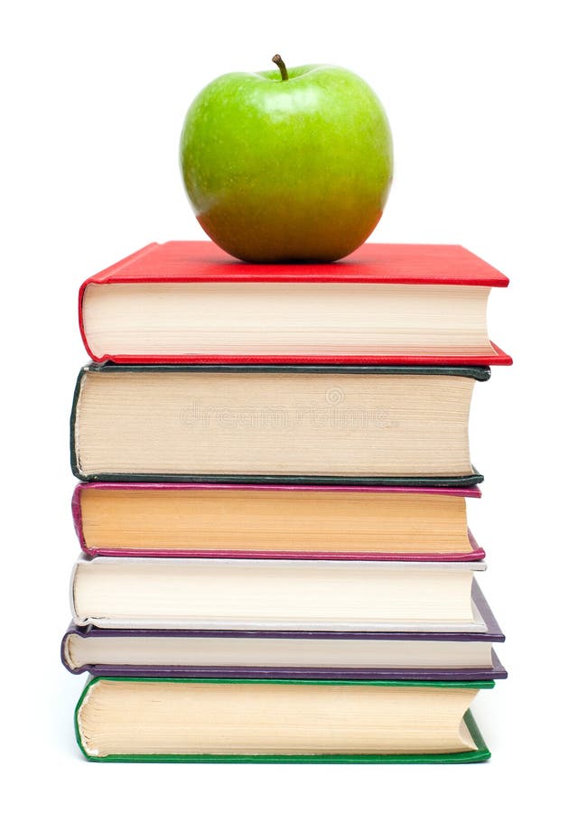 Apple on stack of books stock image. Image of profession - 24060539