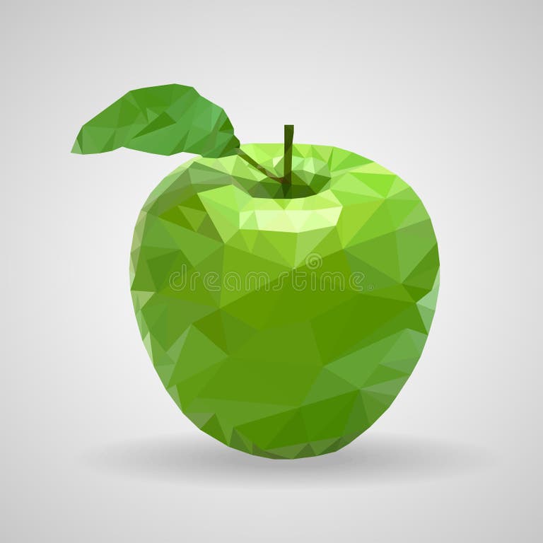 Green Apple in the Style of Triangulation on a White Background Stock ...