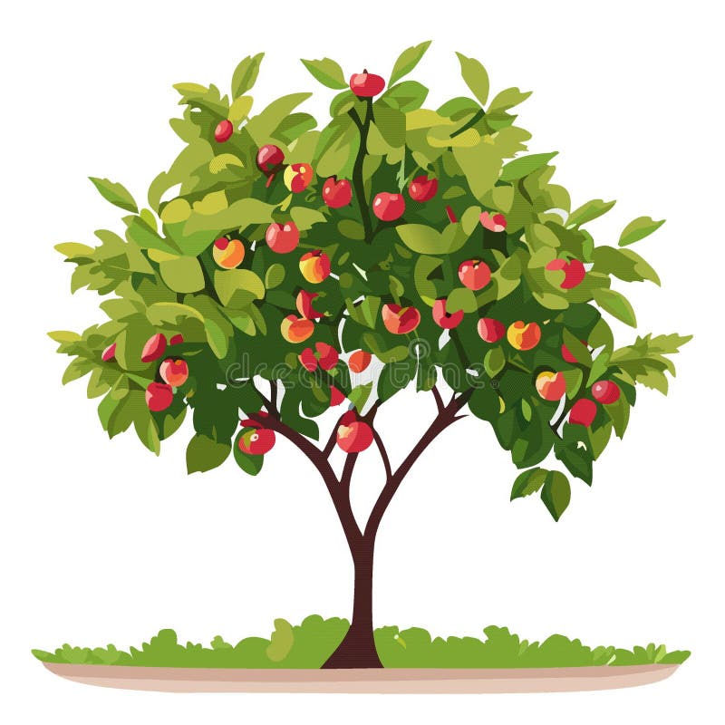 Green Apple Tree with Red Apples Hot Summer Day Illustration 10 Eps ...