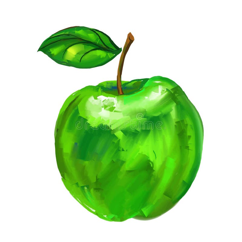 Green Apple Vector Illustration Hand Drawn Stock Vector - Illustration ...